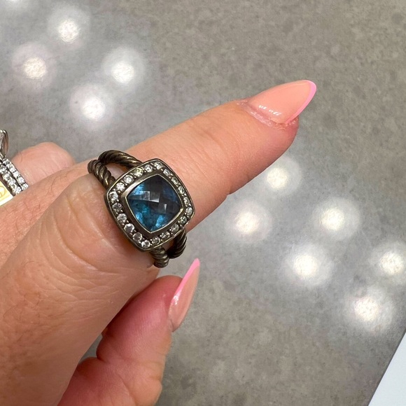 David Yurman | Jewelry | David Yurman Blue Topaz Ring With Diamonds ...